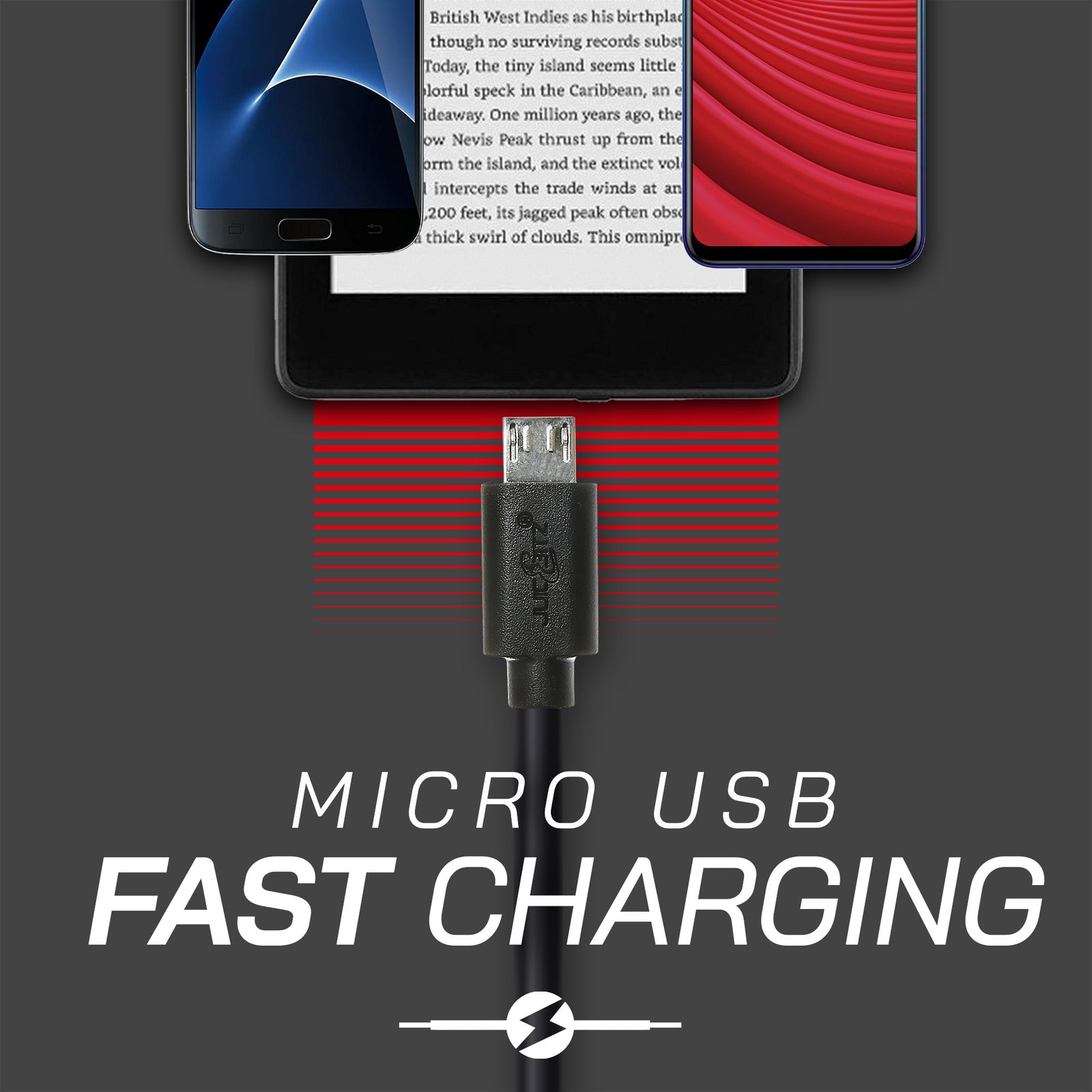 JuicEBitz - USB to Micro-USB Fast Charger Data Cable - Black