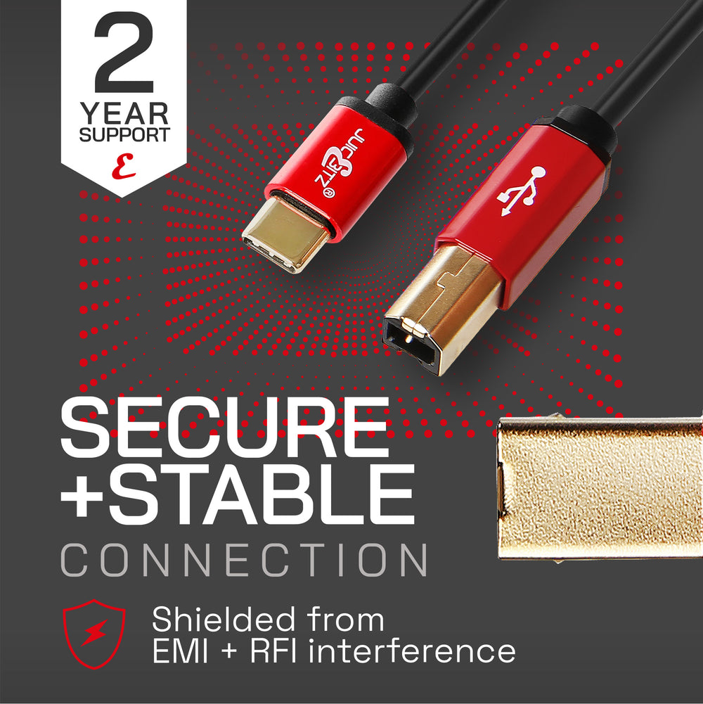 Premium USB Type-C to USB 2.0 Type B Male Shielded Printer Cable