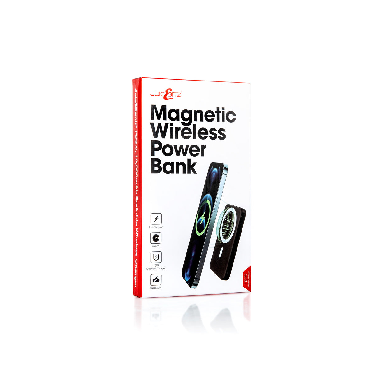 JuicEBank™ 10000mAh Portable Power Bank Wireless Fast Charger, USB-C