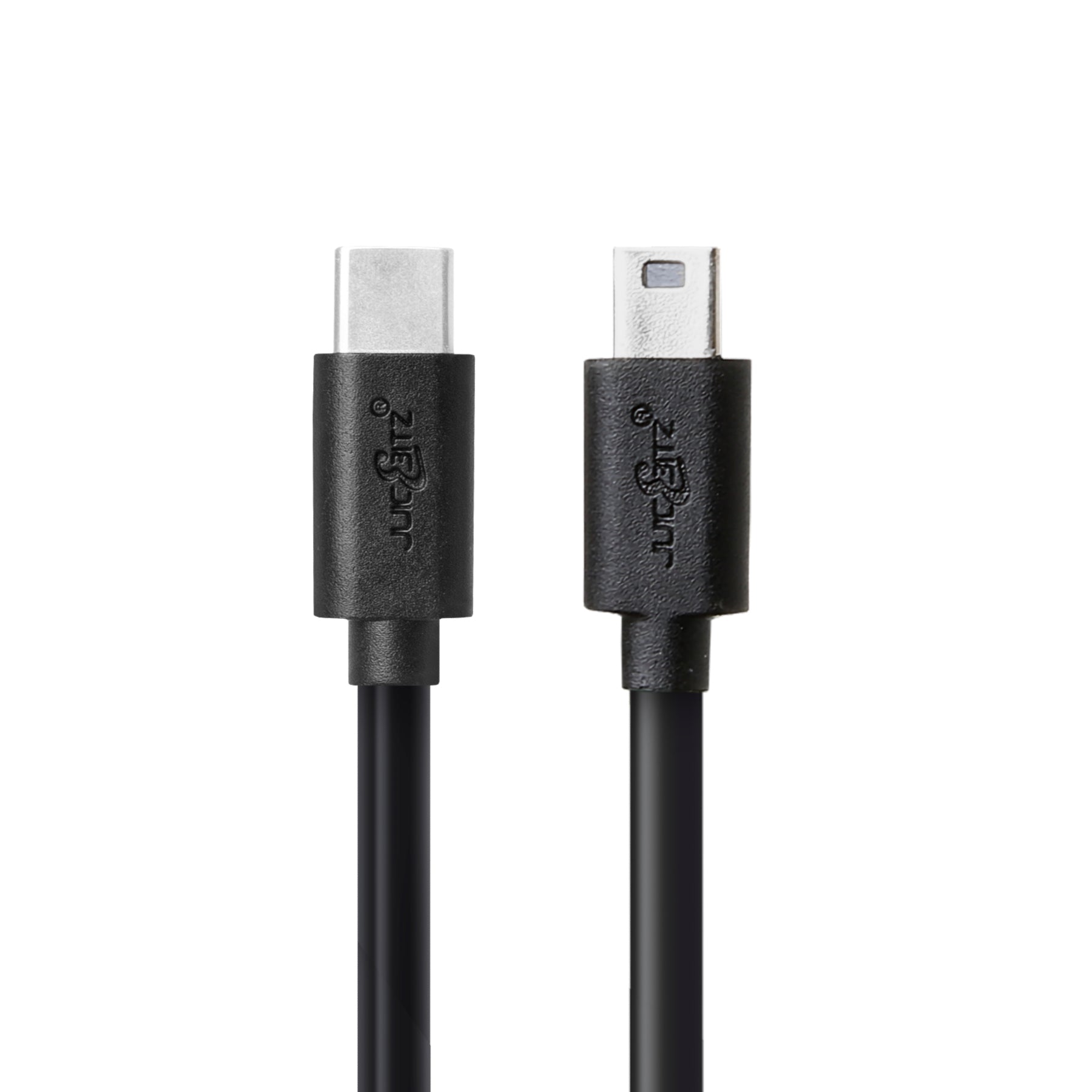JuicEBitz - USB-C to Mini-USB 2.0 Charger Data Sync Cable - Black